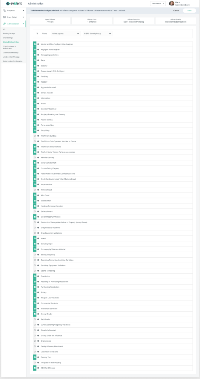Policy Configuration Series: Select the Crime Categories for the ...