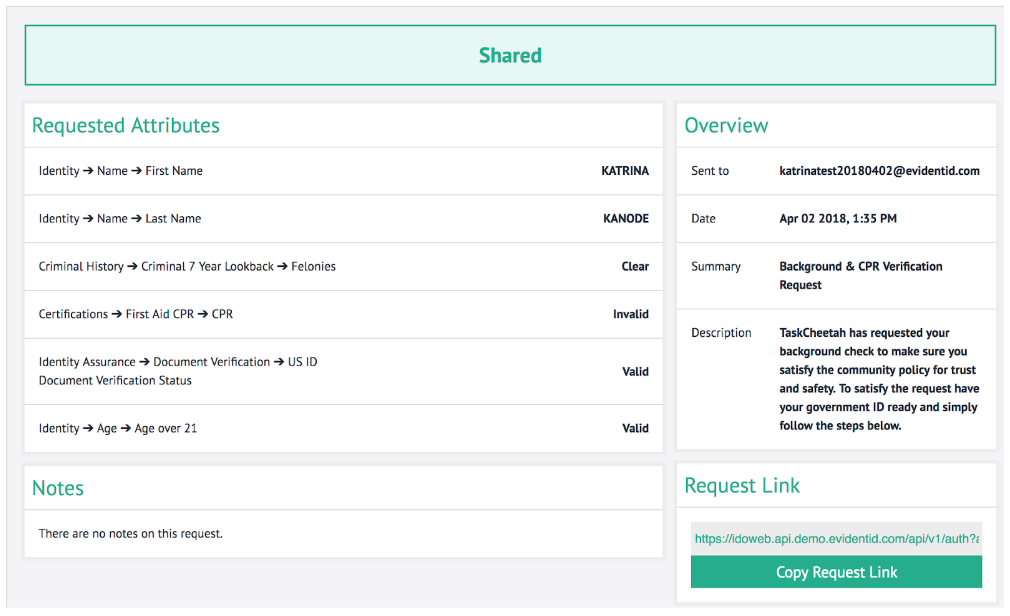 QuickStart Guide: Creating and Sending Requests – Evident ID